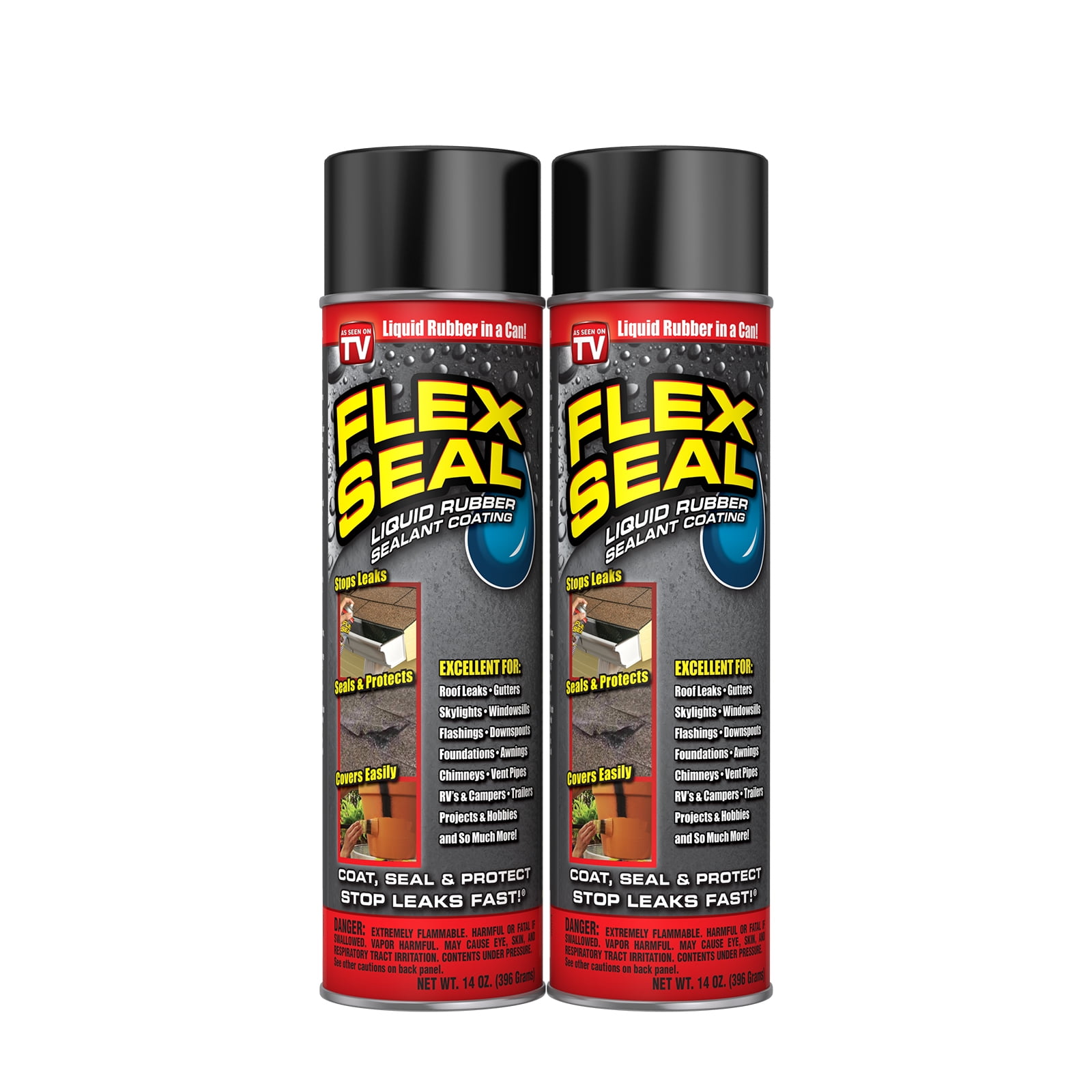 Flex Seal Aerosol Liquid Rubber Sealant Coating, 14 oz, Black, 2-Pack ...