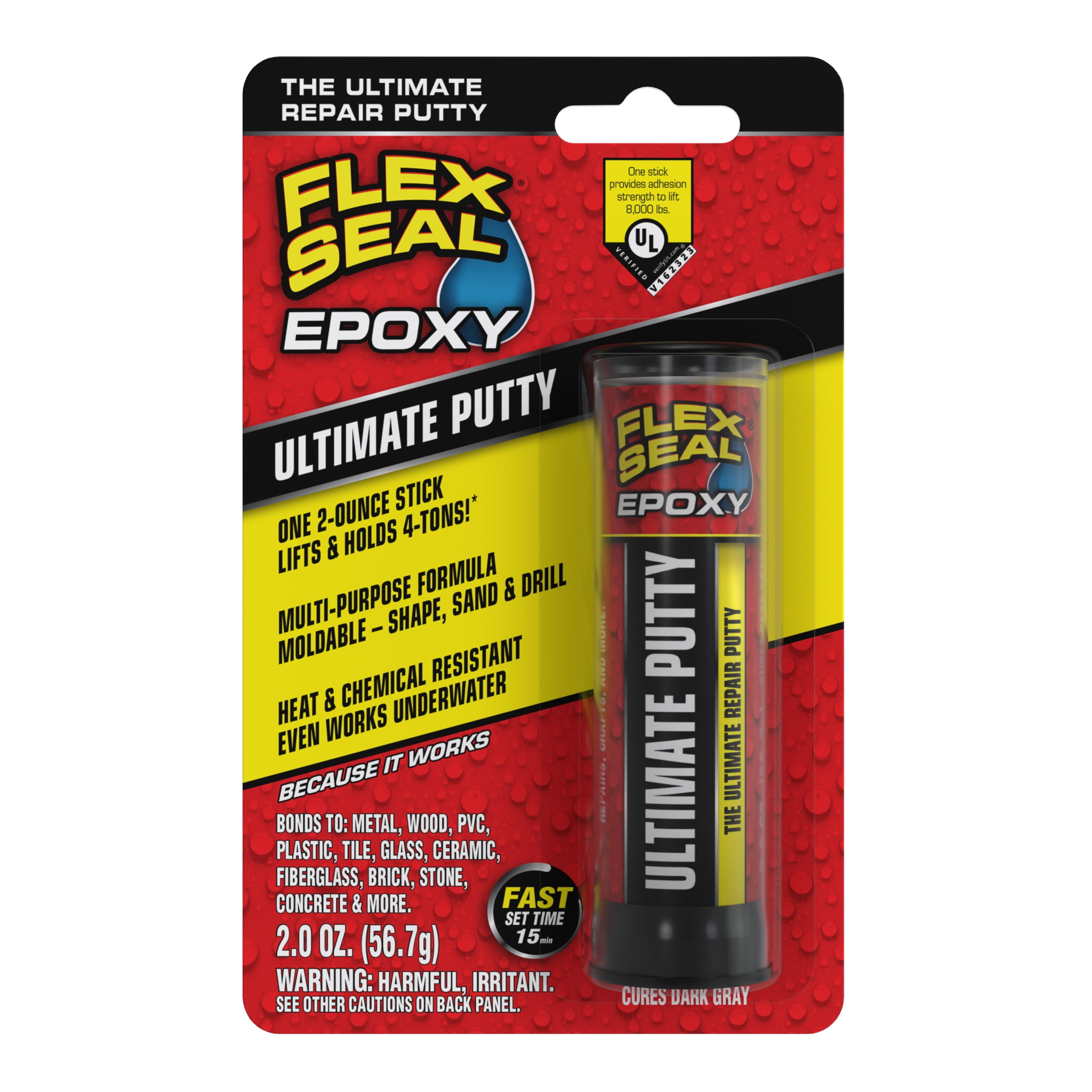 Flex Seal, Epoxy Putty, 2.0 oz, Dark Gray, Waterproof, Multi-Purpose ...