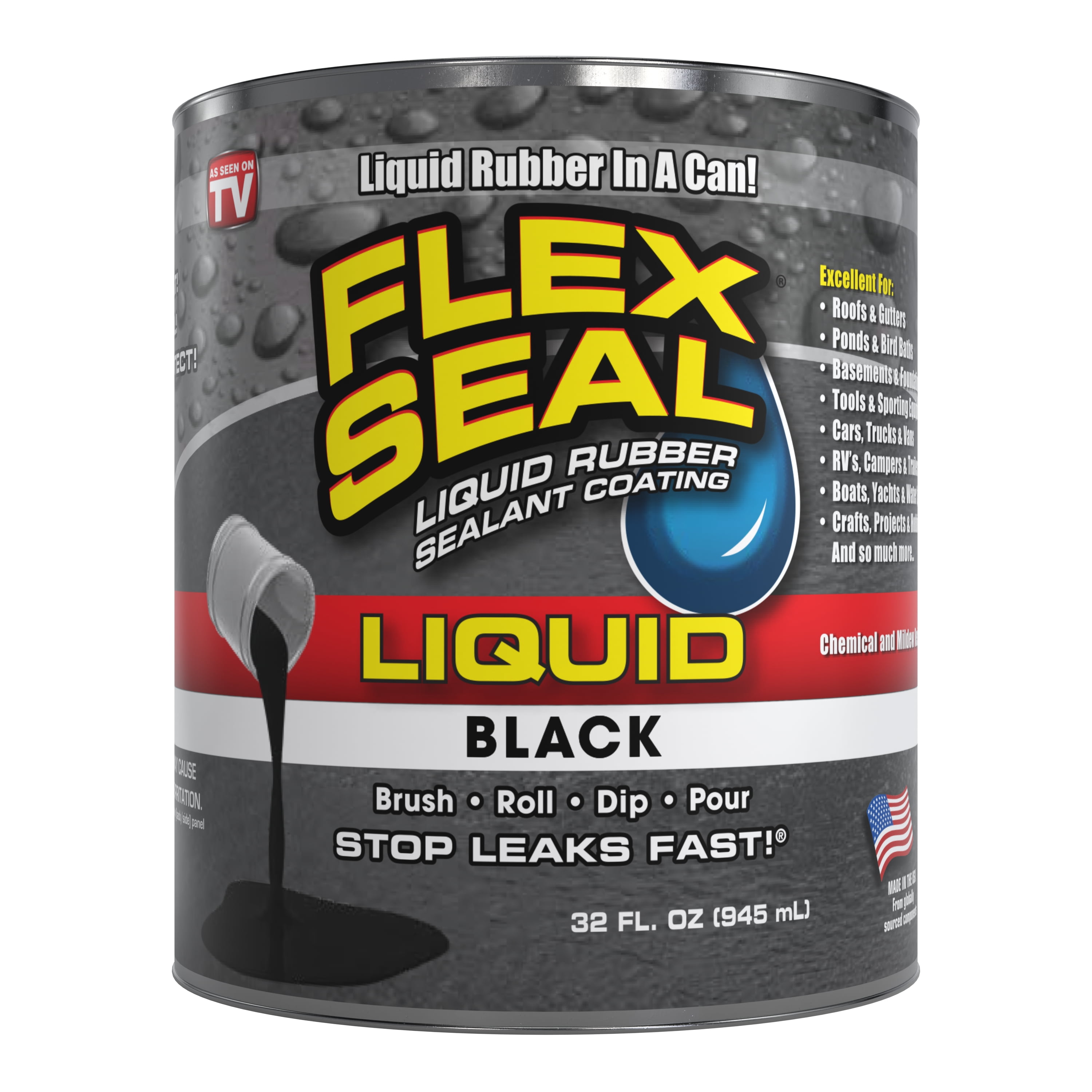 Flex Seal Liquid Rubber Sealant Coating, 32 oz, Black - Walmart.com
