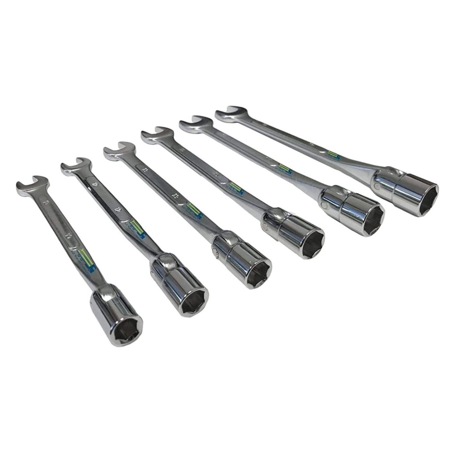 Flex Socket (6pc) 6 Point Wrench Set With Flexible Heads and Open Ends ...