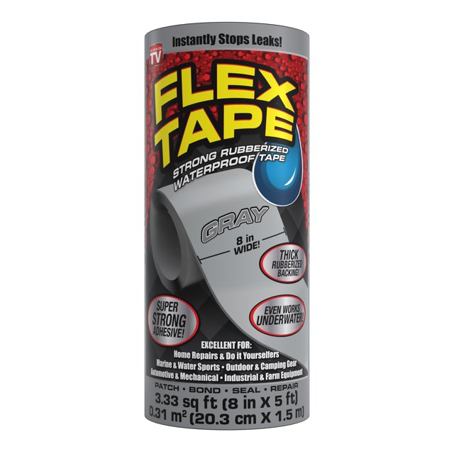 Flex Tape Rubberized Waterproof Tape, 8 inches x 5 feet, Gray - Walmart.com