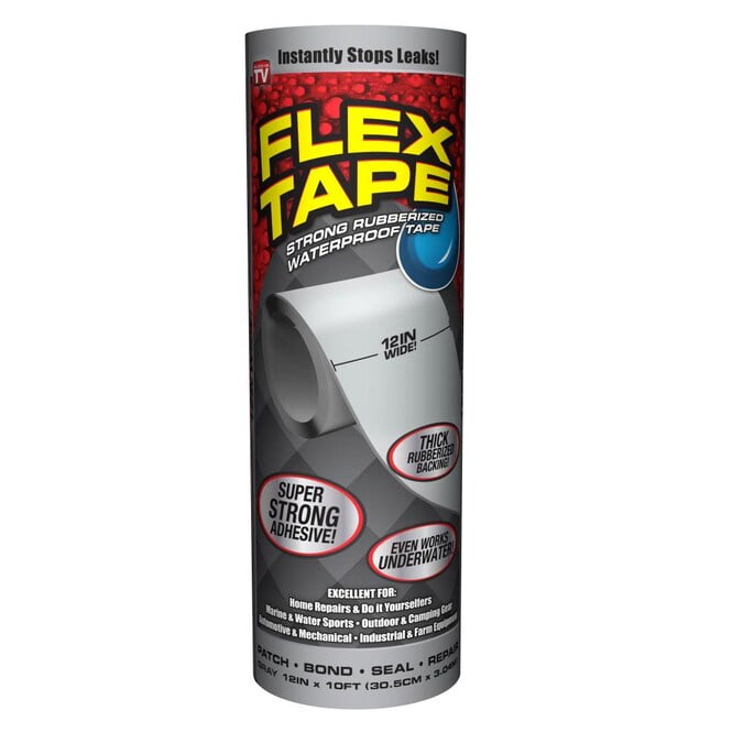 Flex Tape Strong Rubberized Waterproof Tape, Instantly Stops Leaks, 12 ...