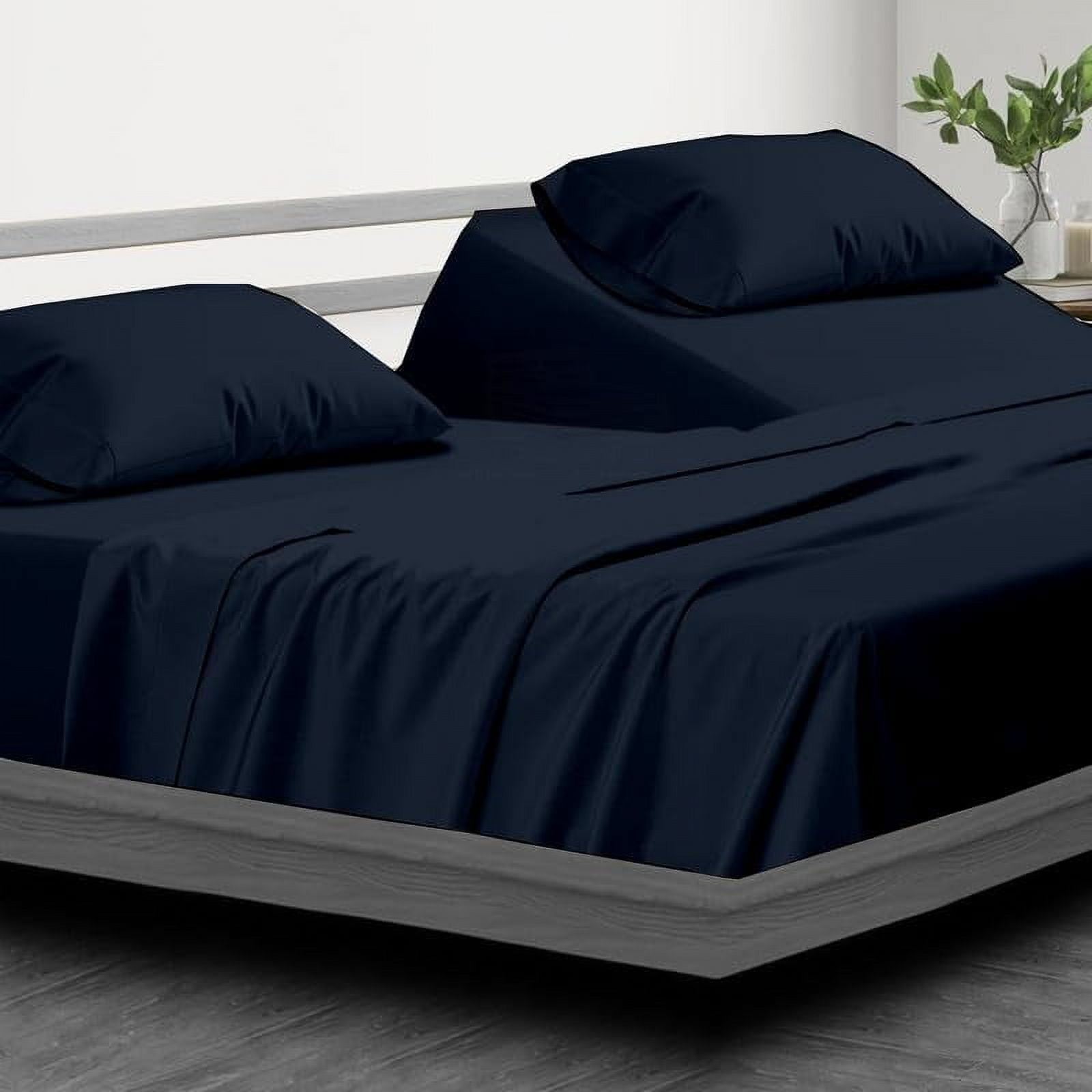 Flex Top Cal-King Sheets for Adjustable Beds - 100% Microfiber, Navy ...