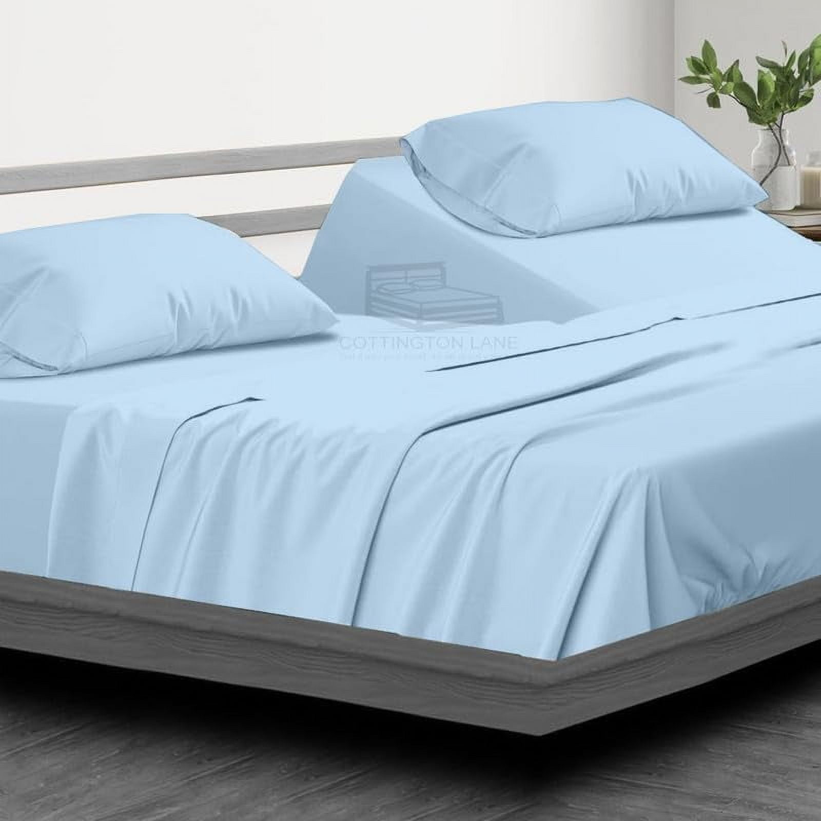 Flex Top King Sheets for Adjustable Beds- 100% Microfiber,Light Blue ...