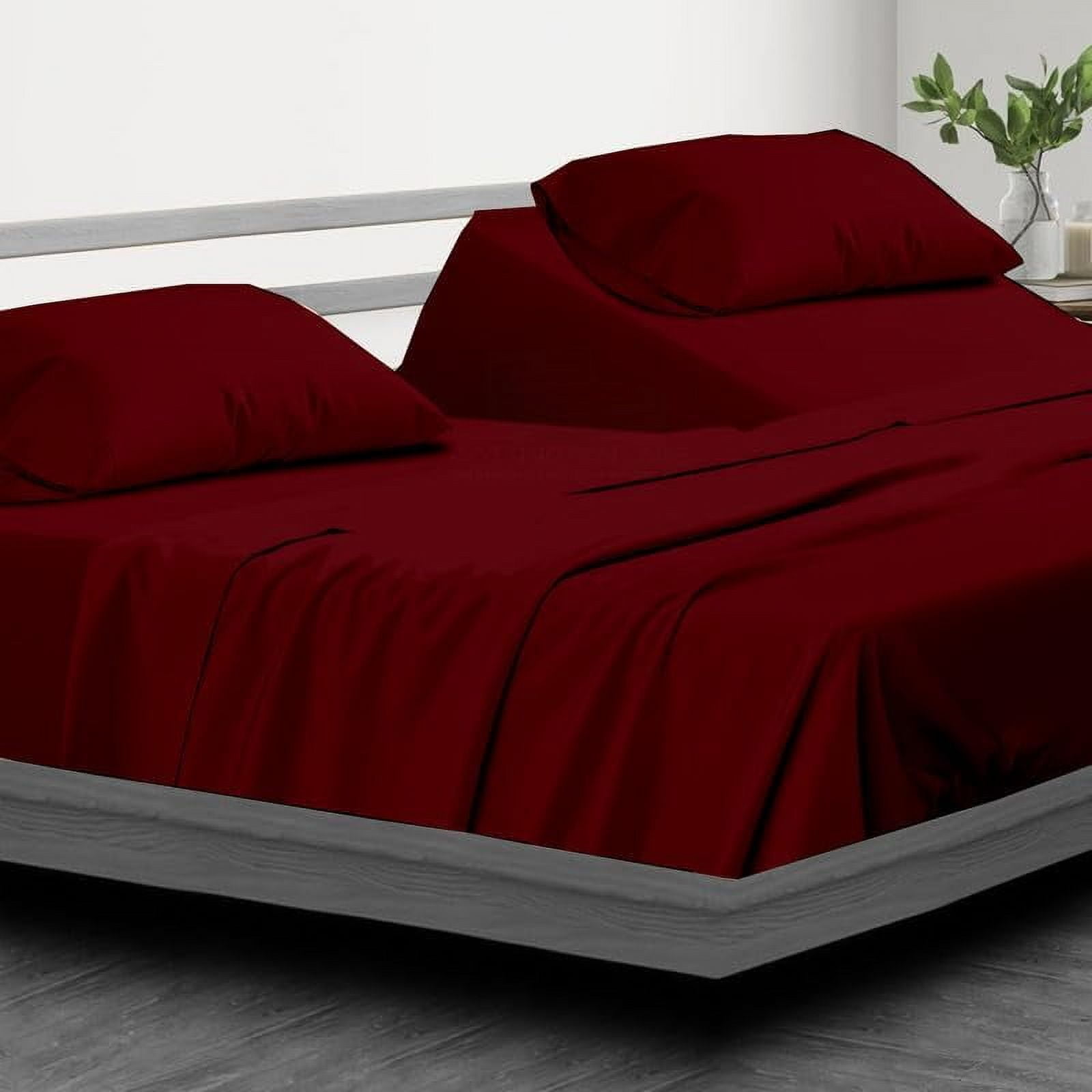 Flex Top King Sheets for Adjustable Beds - 100% Microfiber, Burgundy ...
