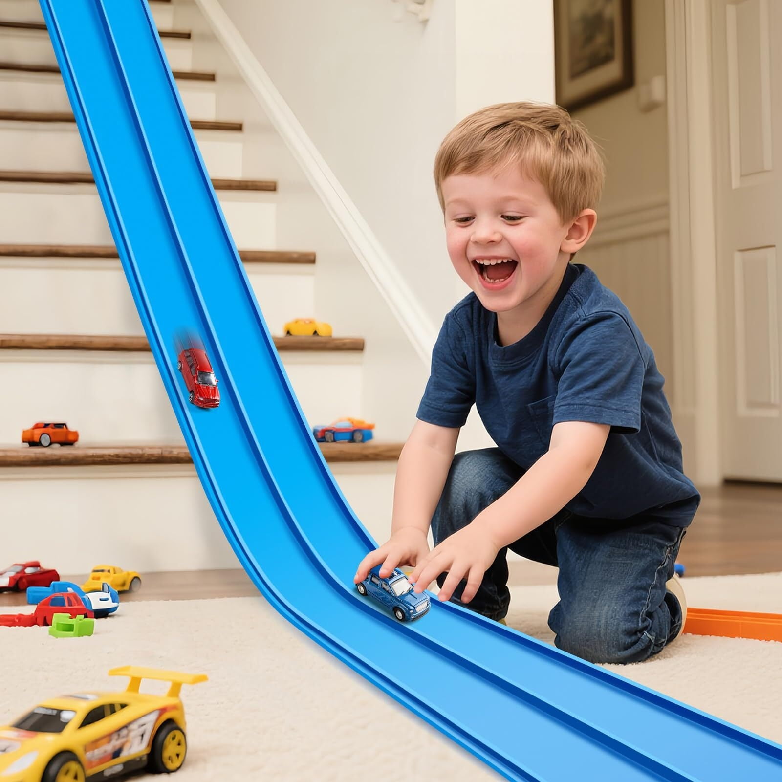 Flex Tracks 15 Ft Starter Set Flexible Race Track for Kids 3+, Flexible ...