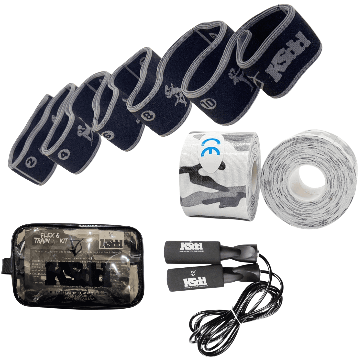 KSdd Fitness Kit - Fabric Resistance Band, Kinesiology Tape (2 Rolls ...