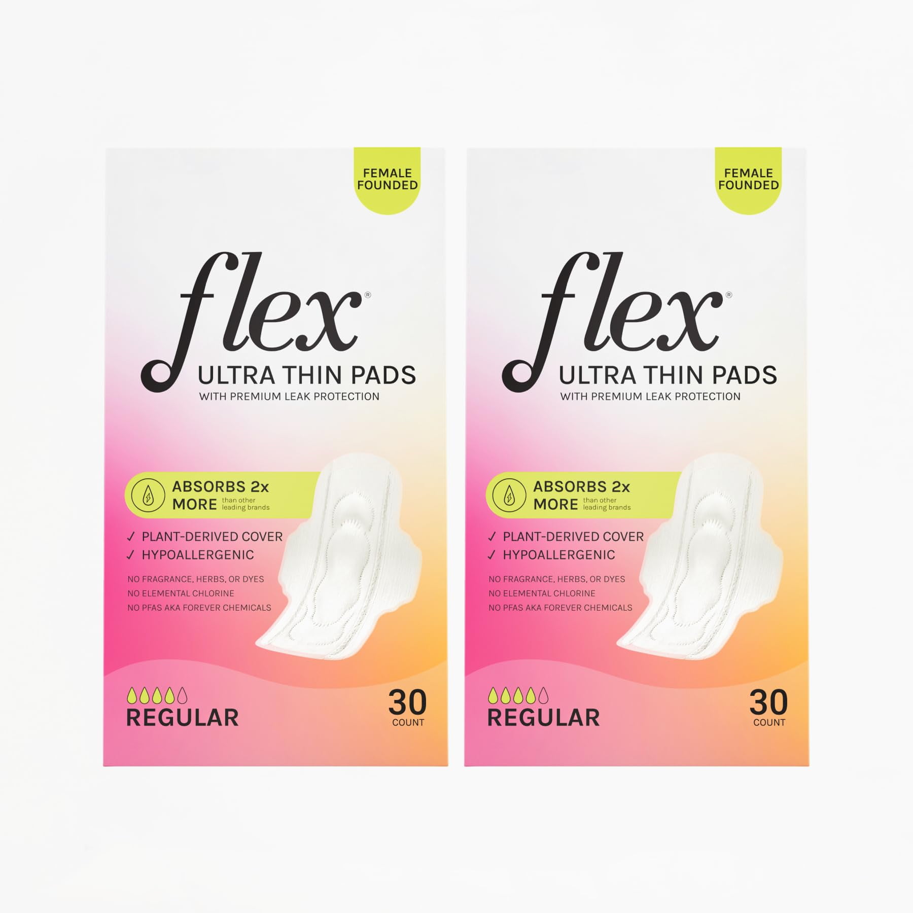 Flex Ultra Thin Pads (30 Count) and Flex Daily Liners (50 Count) Bundle ...