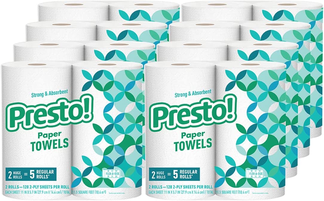 Flex-a-Size Paper Towels, 128 Sheet Family Roll, 16 Rolls (2 Packs of 8 ...