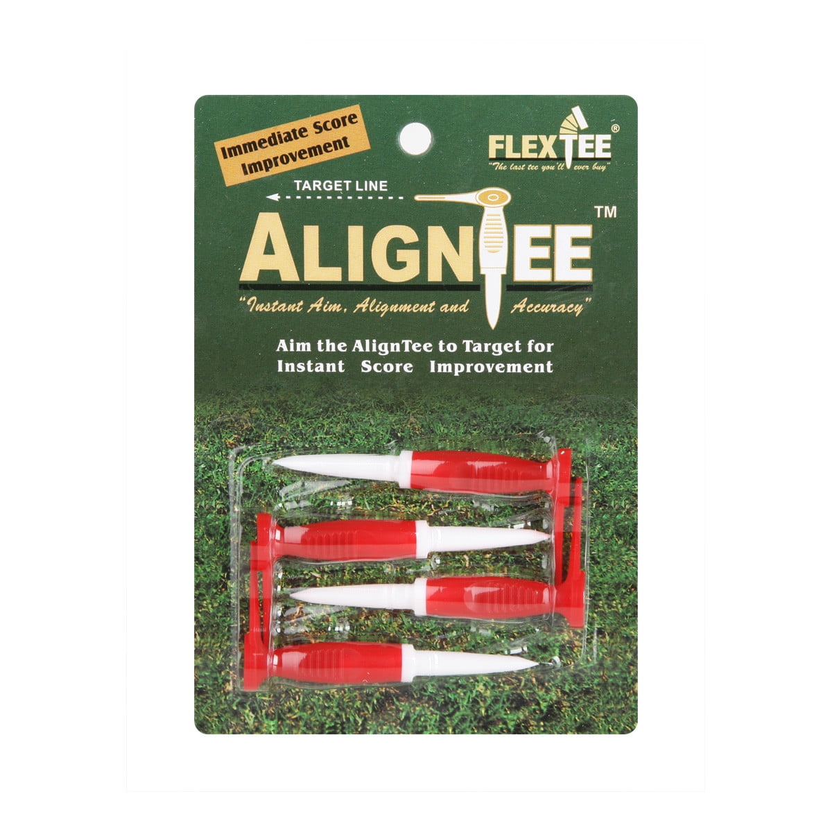 FlexTee AlignTee Flexible Plastic Golf Tees with Alignment Aid (4 Pack ...