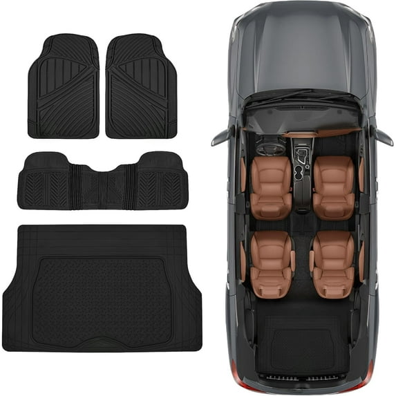 FlexTough All-Weather Rubber Car & Truck Floor Mats with Cargo Liner ...