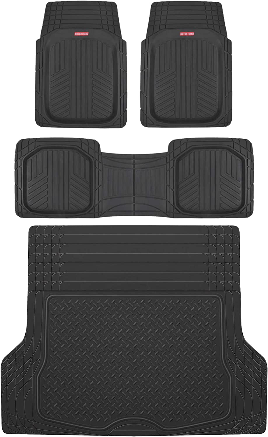 FlexTough™ Deep Dish Plus Rubber Car Floor Mats with Trunk Mat Cargo ...