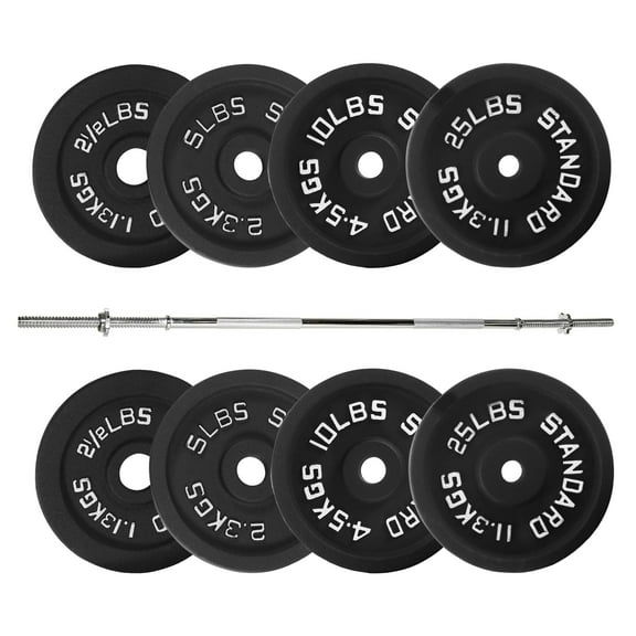 Signature Fitness 1-Inch Cast Iron Weight Plates – Standard Barbell ...