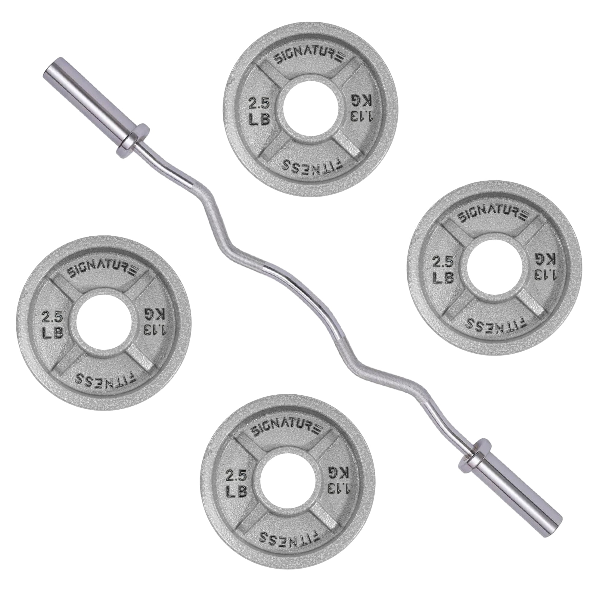 FlexWave 10LB Olympic Curl Barbell Set，Includes 4FT Curl Bar & 2-Inch ...
