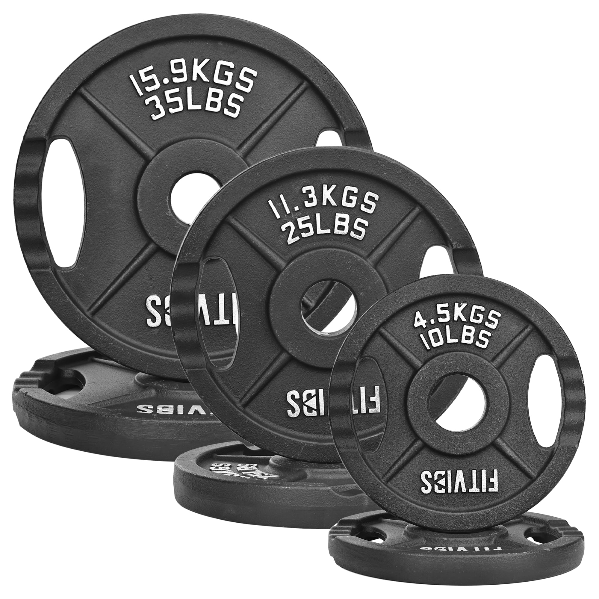 FlexWave 2-Hole Cast Iron Weight Plate Set, 110LB–230LB, Strength ...