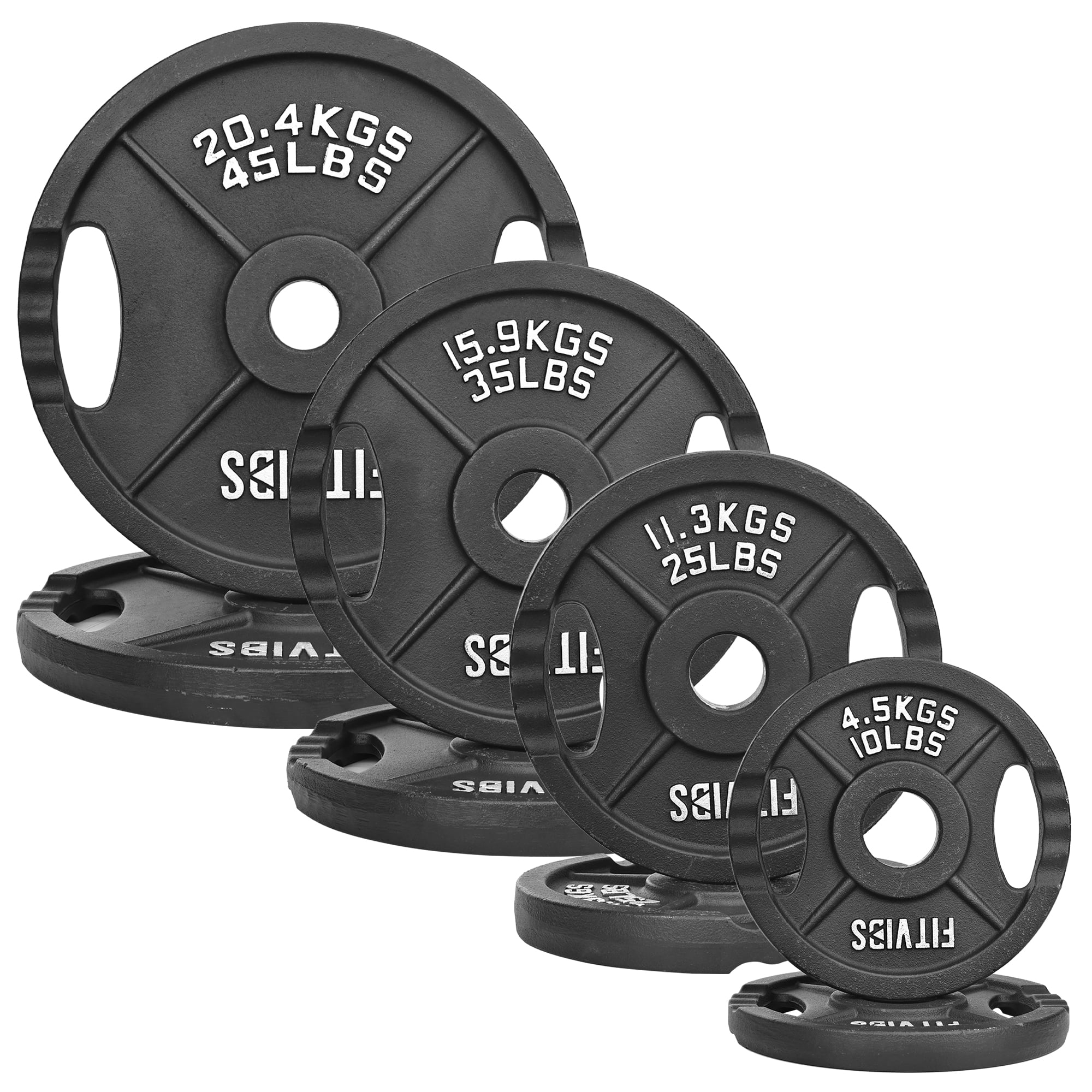 FlexWave 2-Hole Cast Iron Weight Plate Set, 110LB–230LB, Strength ...