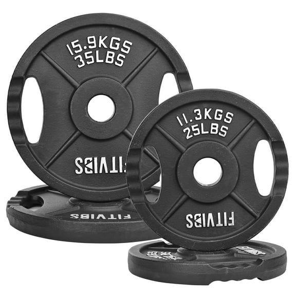 FlexWave Olympic Weight Plate Set 85LB–135LB, 2-Inch Rubber Coated Cast ...