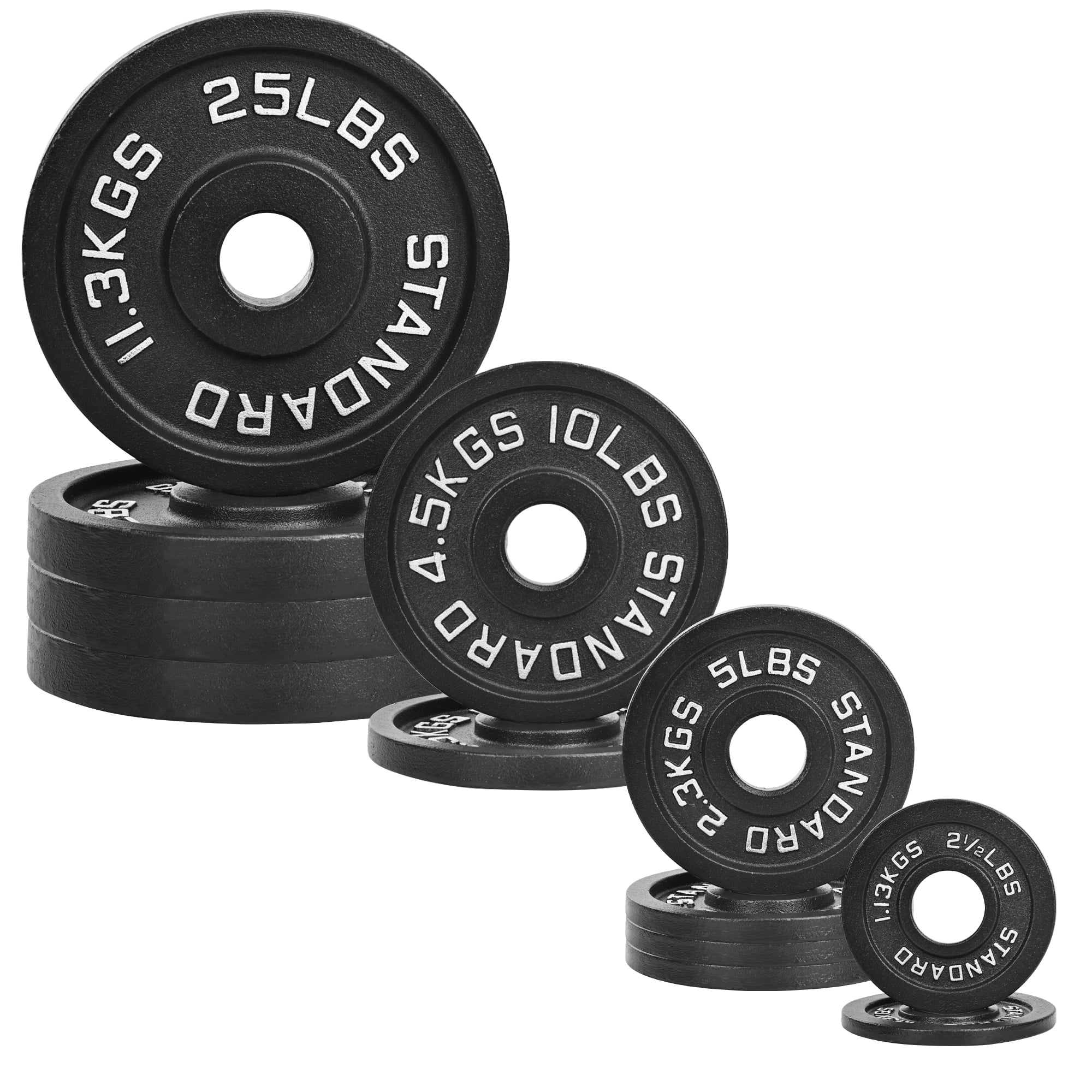 FlexWave 2-Inch Olympic Cast Iron Weight Plates Set – 145LB Total (2x2 ...