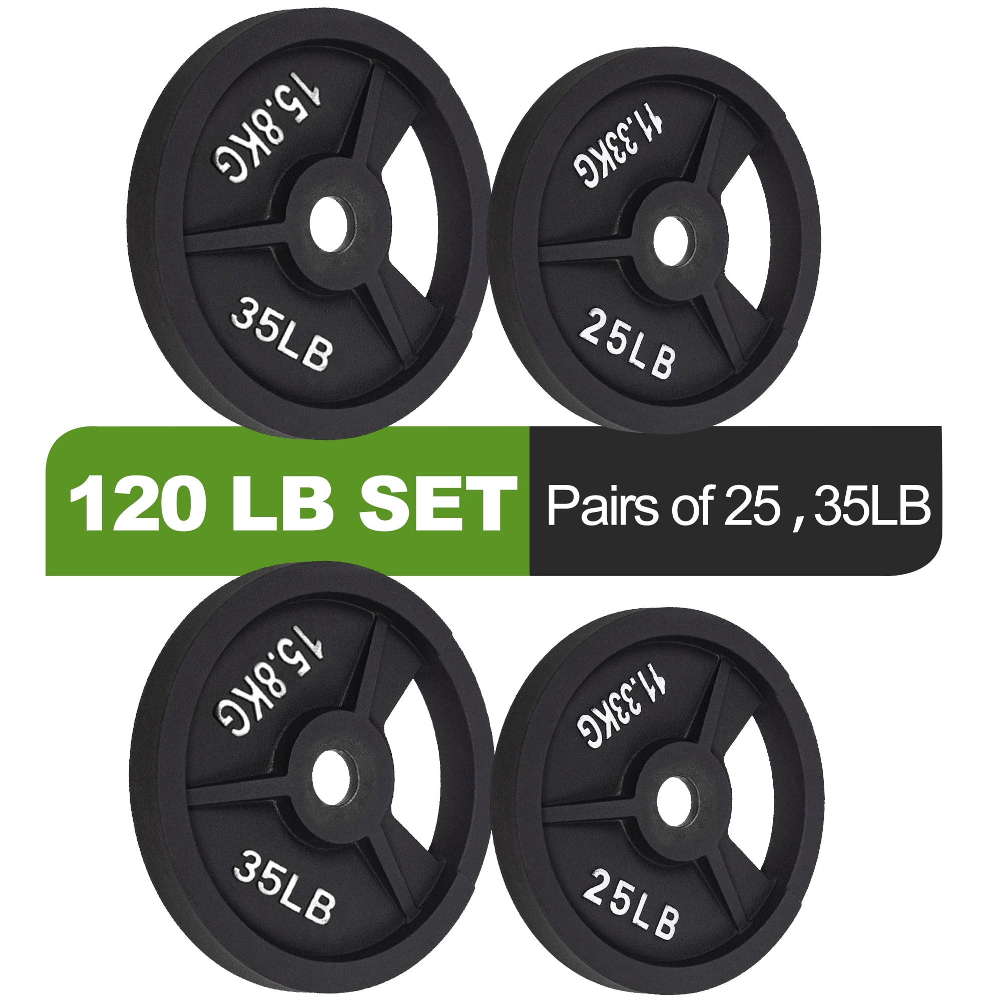 FlexWave 2-Inch Olympic Cast Iron Weight Plates Set, 5LB, 10LB, 50LB ...