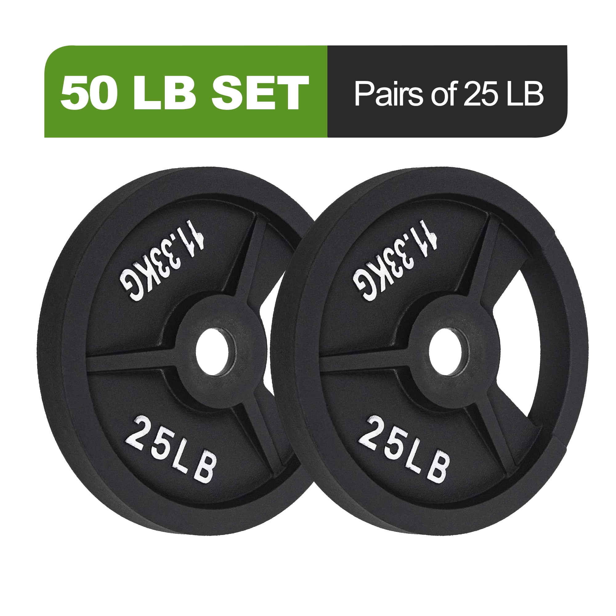 FlexWave 2-Inch Olympic Cast Iron Weight Plates Set, 5LB, 10LB, 50LB ...