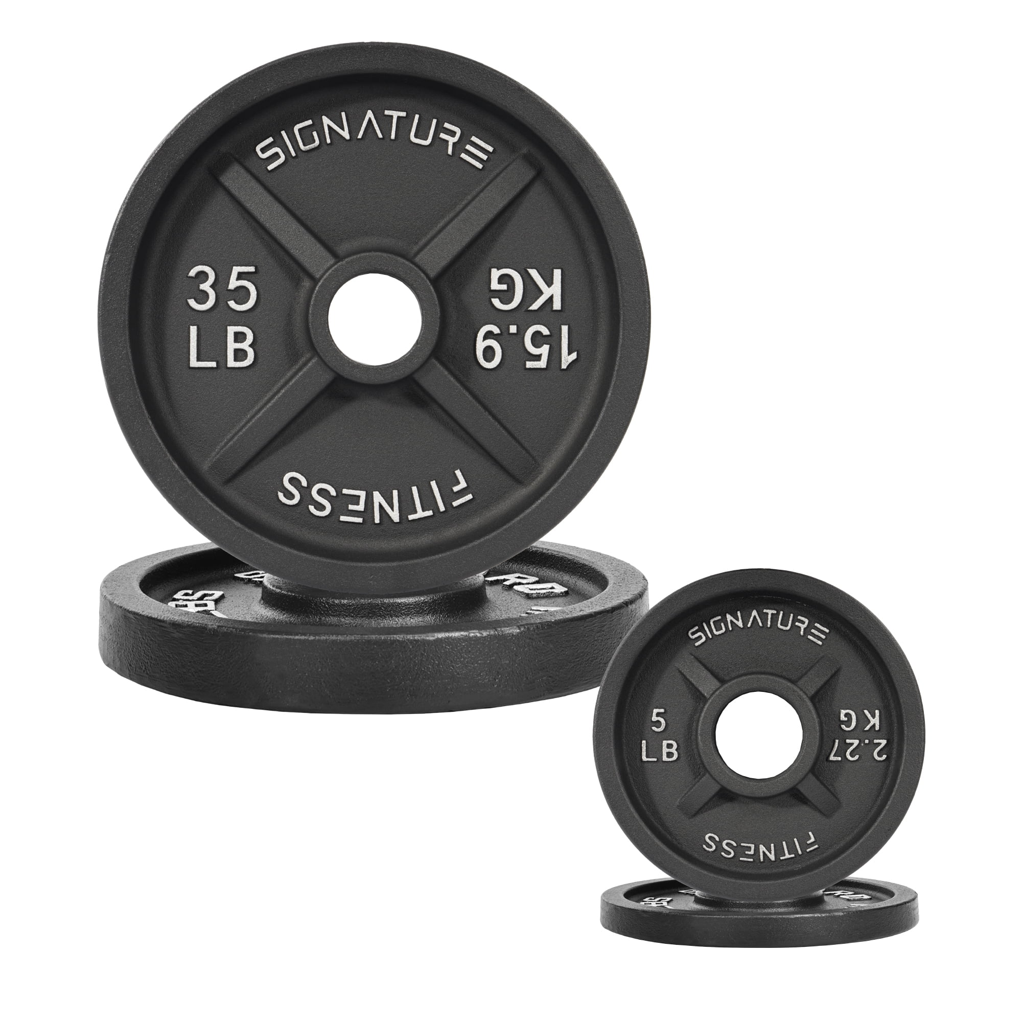 FlexWave 2-Inch Olympic Cast Iron Weight Plates Set, 80LB Total, Black ...