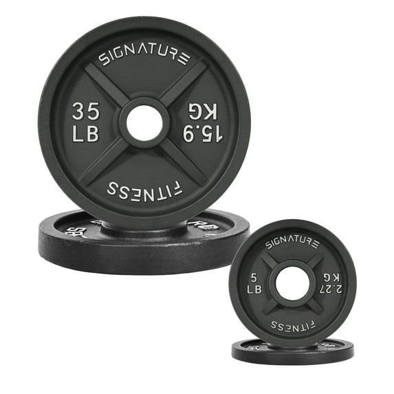 FlexWave 2-Inch Olympic Cast Iron Weight Plates Set, 80LB Total, Black ...