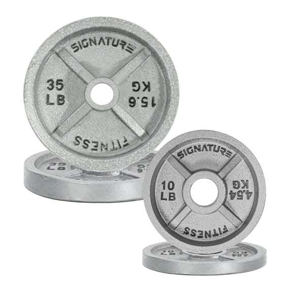 FlexWave 2-Inch Olympic Cast Iron Weight Plates Set, 90LB Total, Gray ...