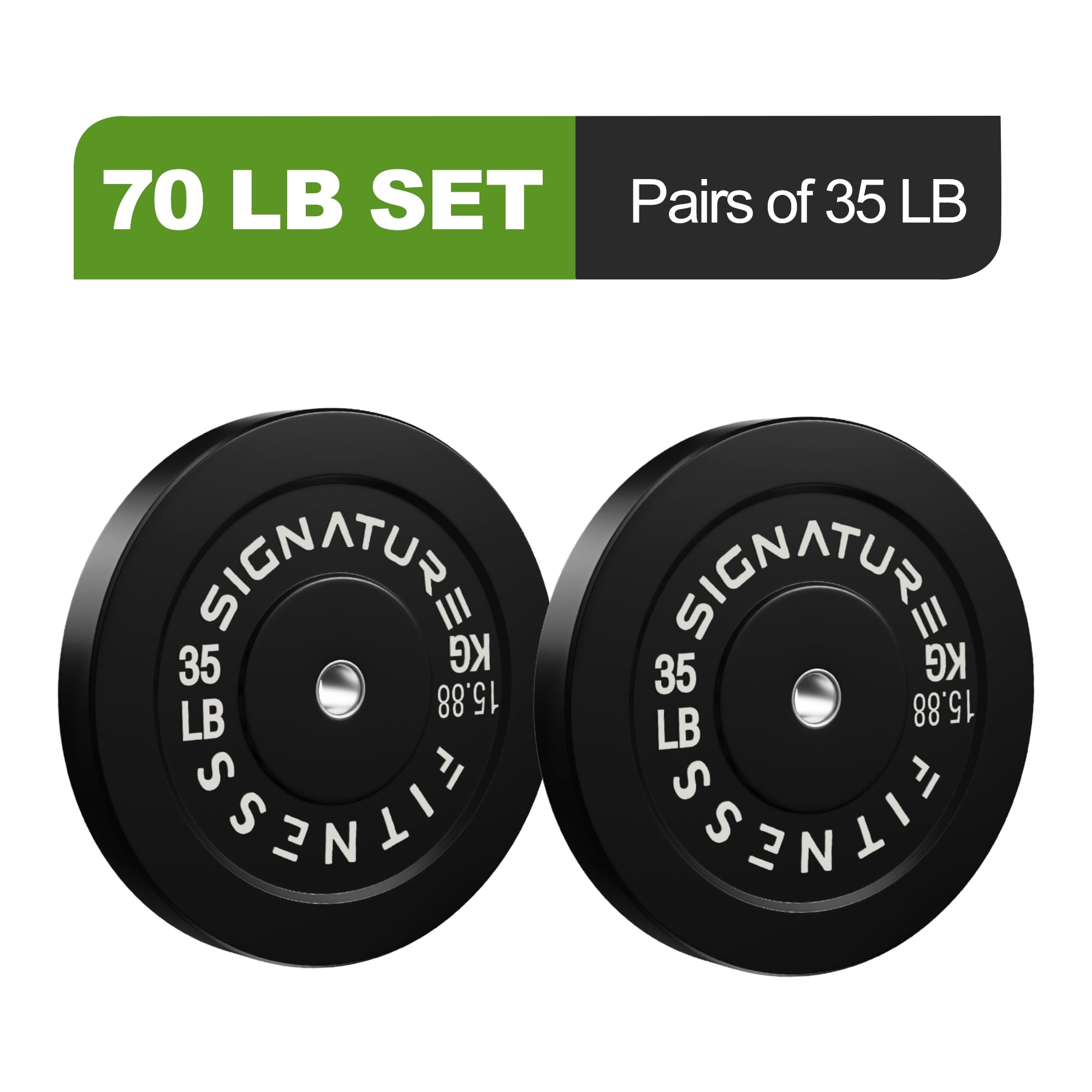 FlexWave 35LB Olympic Bumper Plates Pair, 2-Inch Rubber Olympic Weight ...
