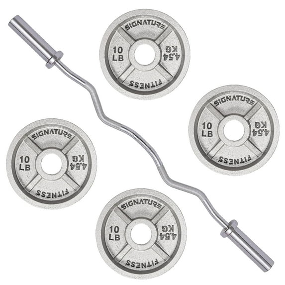 FlexWave 40LB Olympic Curl Barbell Set，Includes 4FT Curl Bar & 2-Inch ...