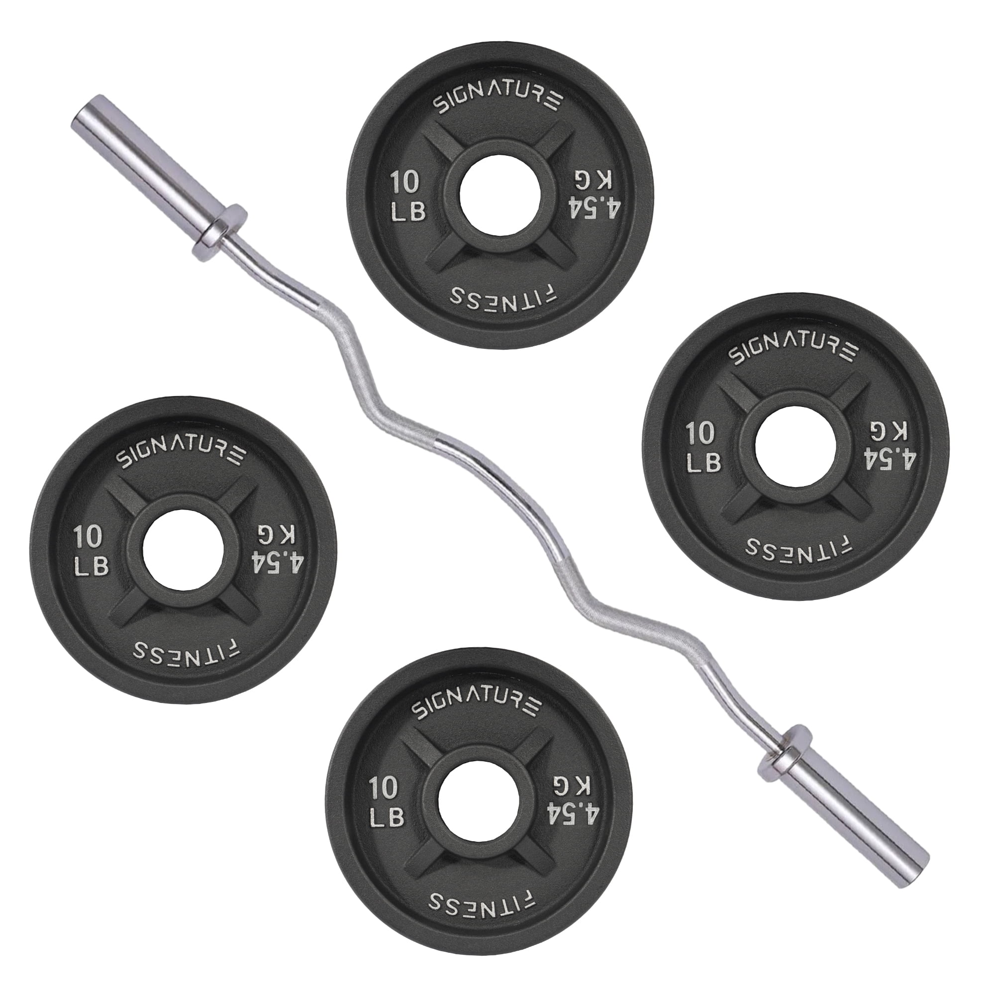 FlexWave 40LB Olympic Curl Barbell Set，Includes 4FT Curl Bar & 2-Inch ...