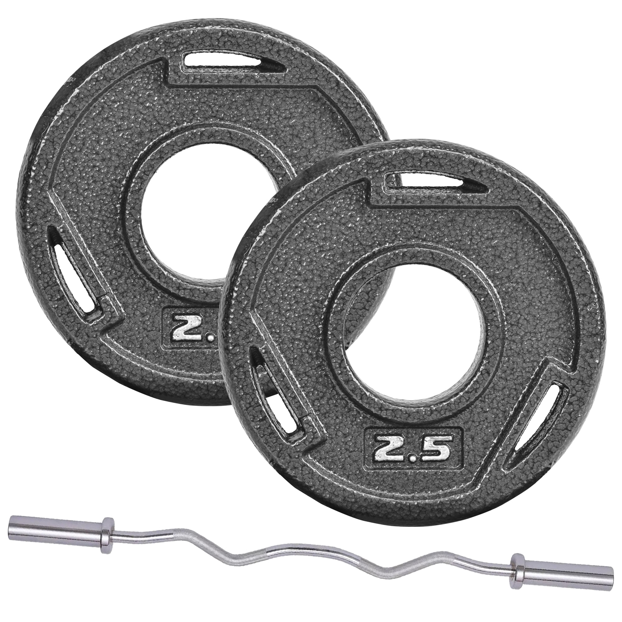 FlexWave 4FT EZ Curl Barbell Set with 5 Pairs of 3-Hole Cast Iron ...