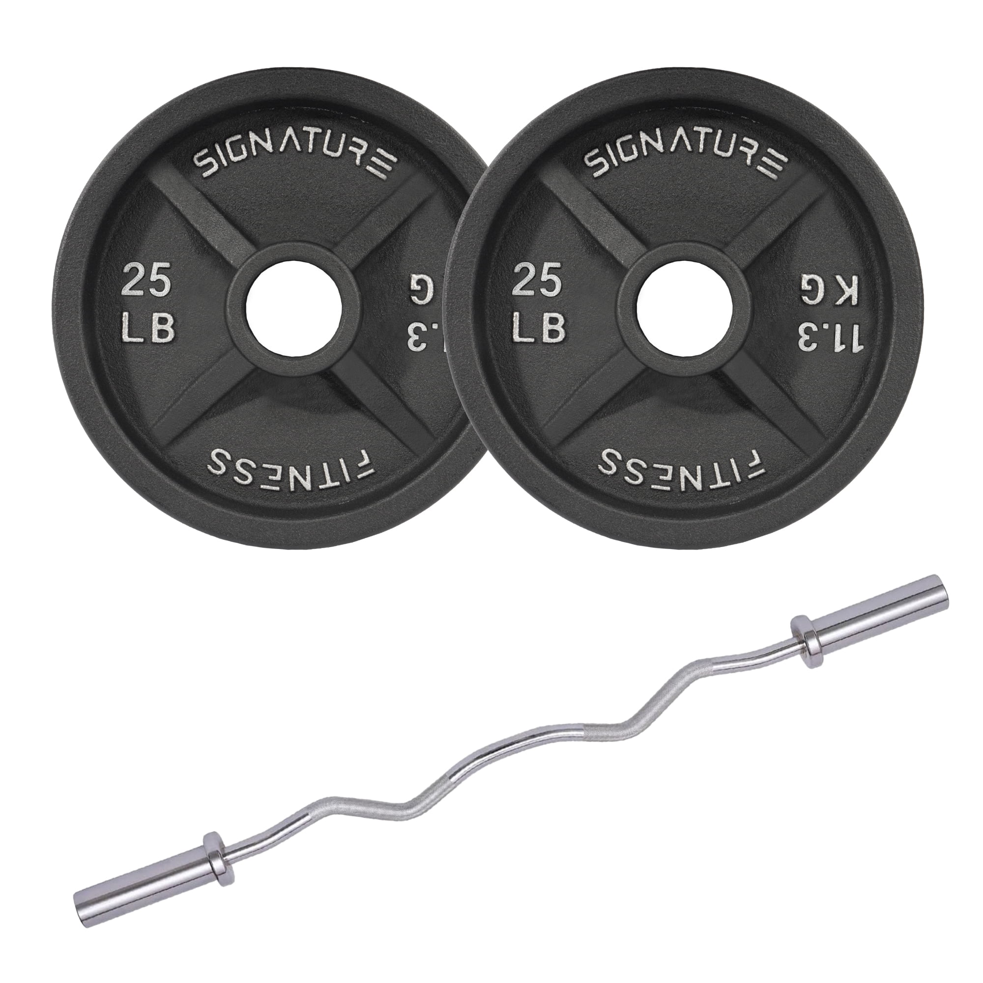 FlexWave 50LB Olympic Curl Barbell Set，Includes 4FT Curl Bar & 2-Inch ...