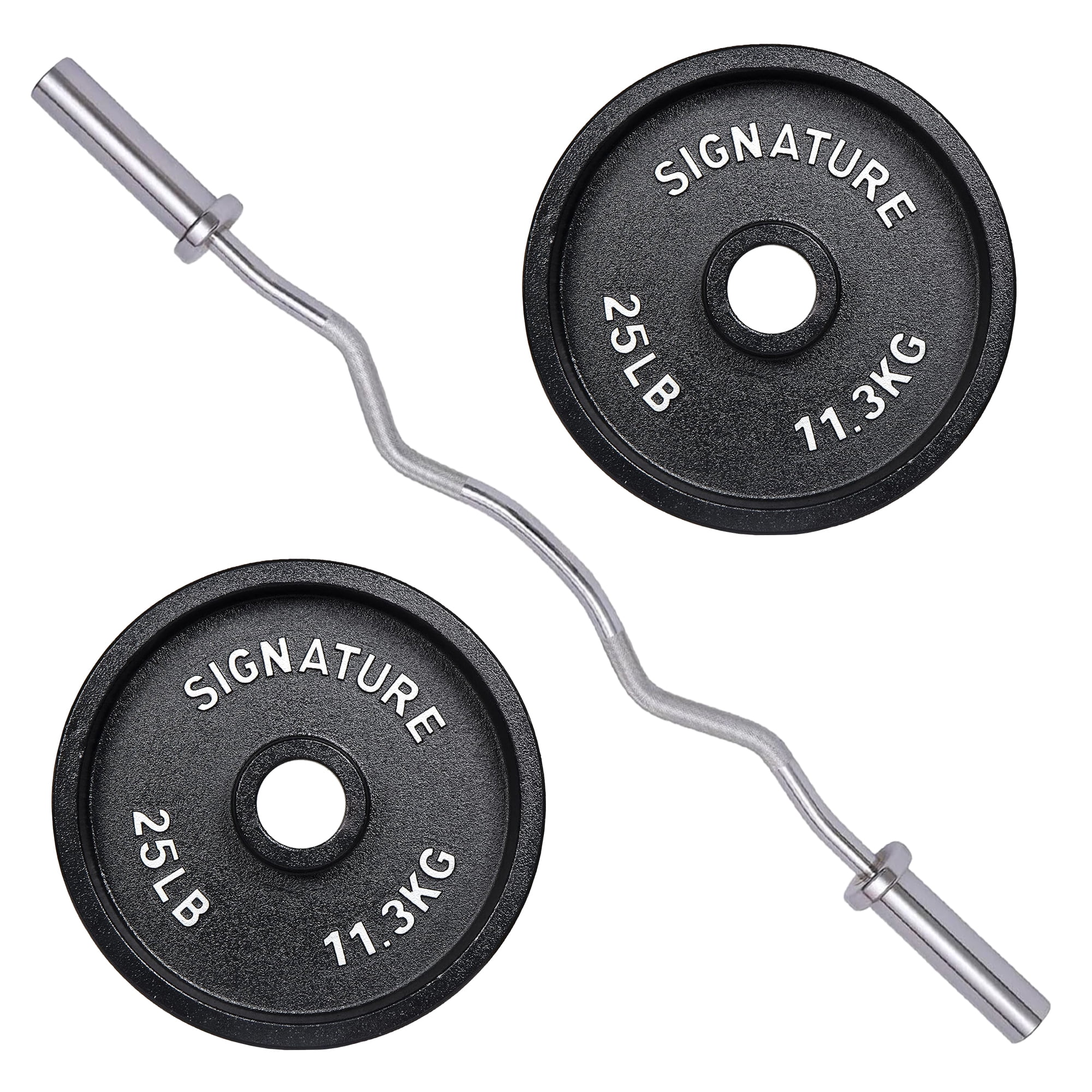 FlexWave 50LB Olympic Curl Barbell Set，Includes 4FT Curl Bar & 2-Inch ...