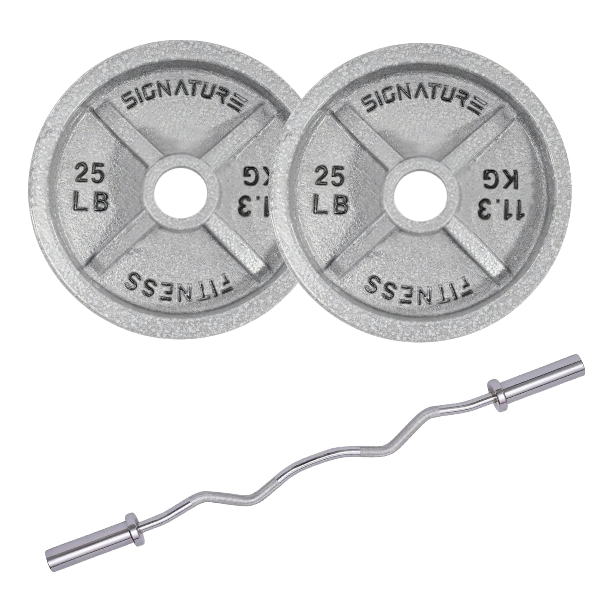 FlexWave 50LB Olympic Curl Barbell Set，Includes 4FT Curl Bar & 2-Inch ...