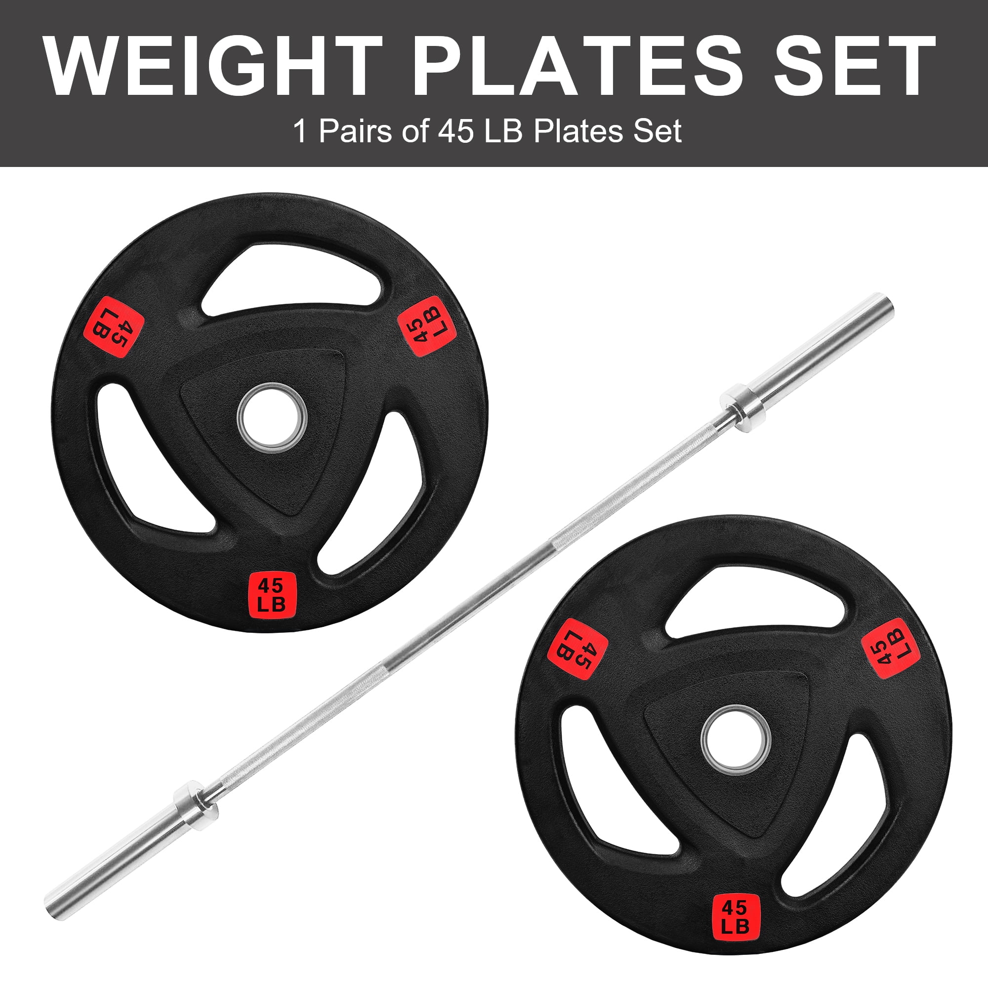 FlexWave 5FT Barbell with Rubber Coated Flywheel Plates – 10LB to 90LB ...