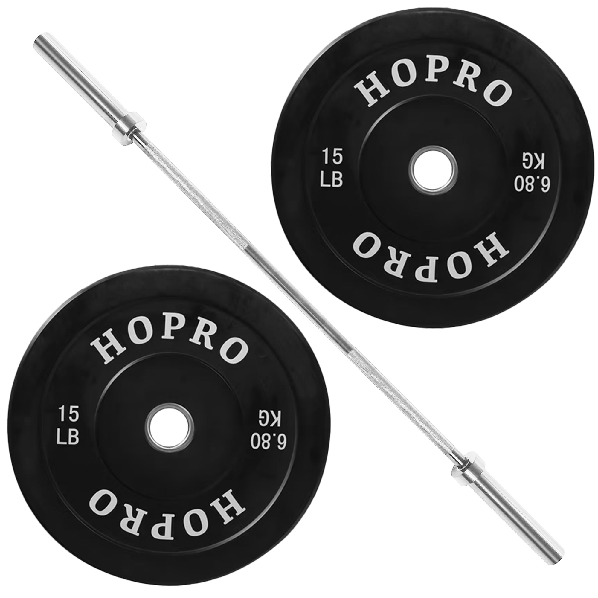FlexWave 5FT Barbell with Rubber Coated Weight Plates – 110LB and Two ...