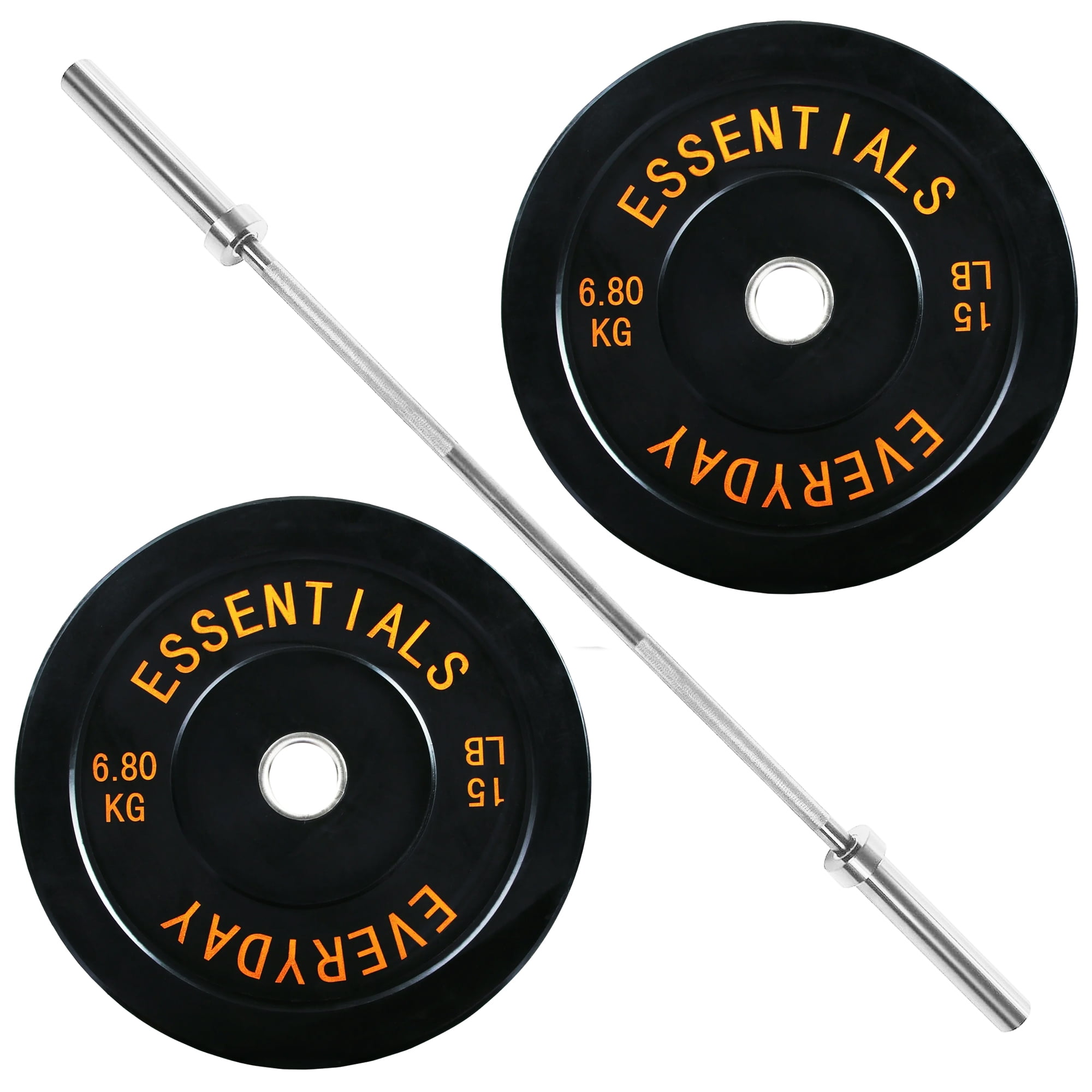 FlexWave 5FT Barbell with Rubber Coated Weight Plates – 110LB and Two ...