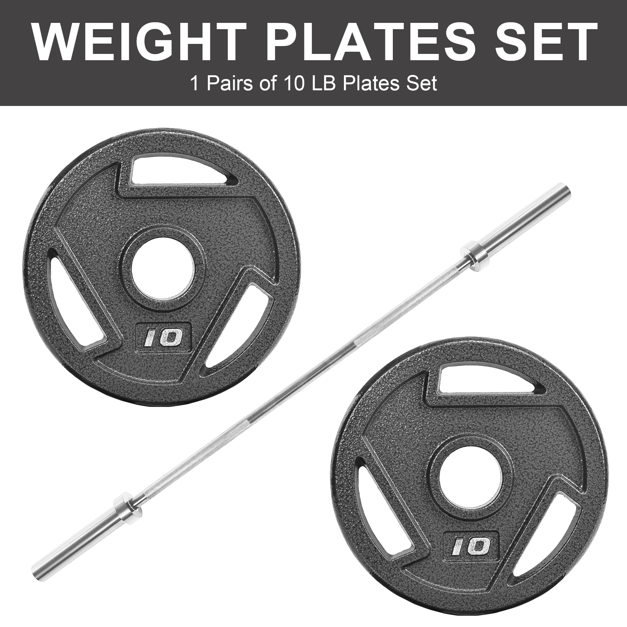 FlexWave 5FT Standard Barbell Set with 5LB–90LB 3-Hole Cast Iron Grip ...