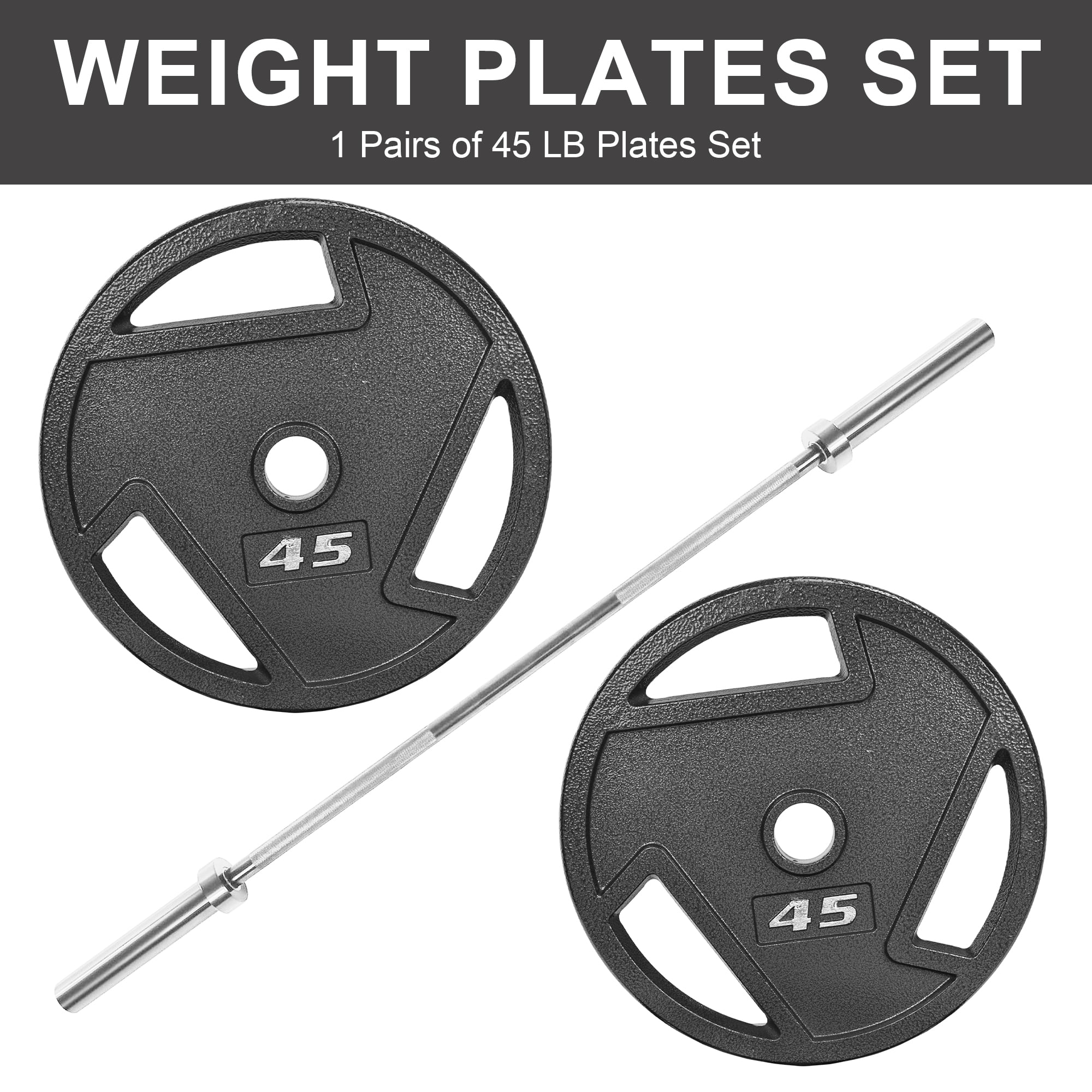 FlexWave 5FT Standard Barbell Set with 5LB–90LB 3-Hole Cast Iron Grip ...