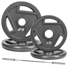 BalanceFrom Cast Iron Olympic 2-Inch Plate Weight Plate, 245 lbs Set ...