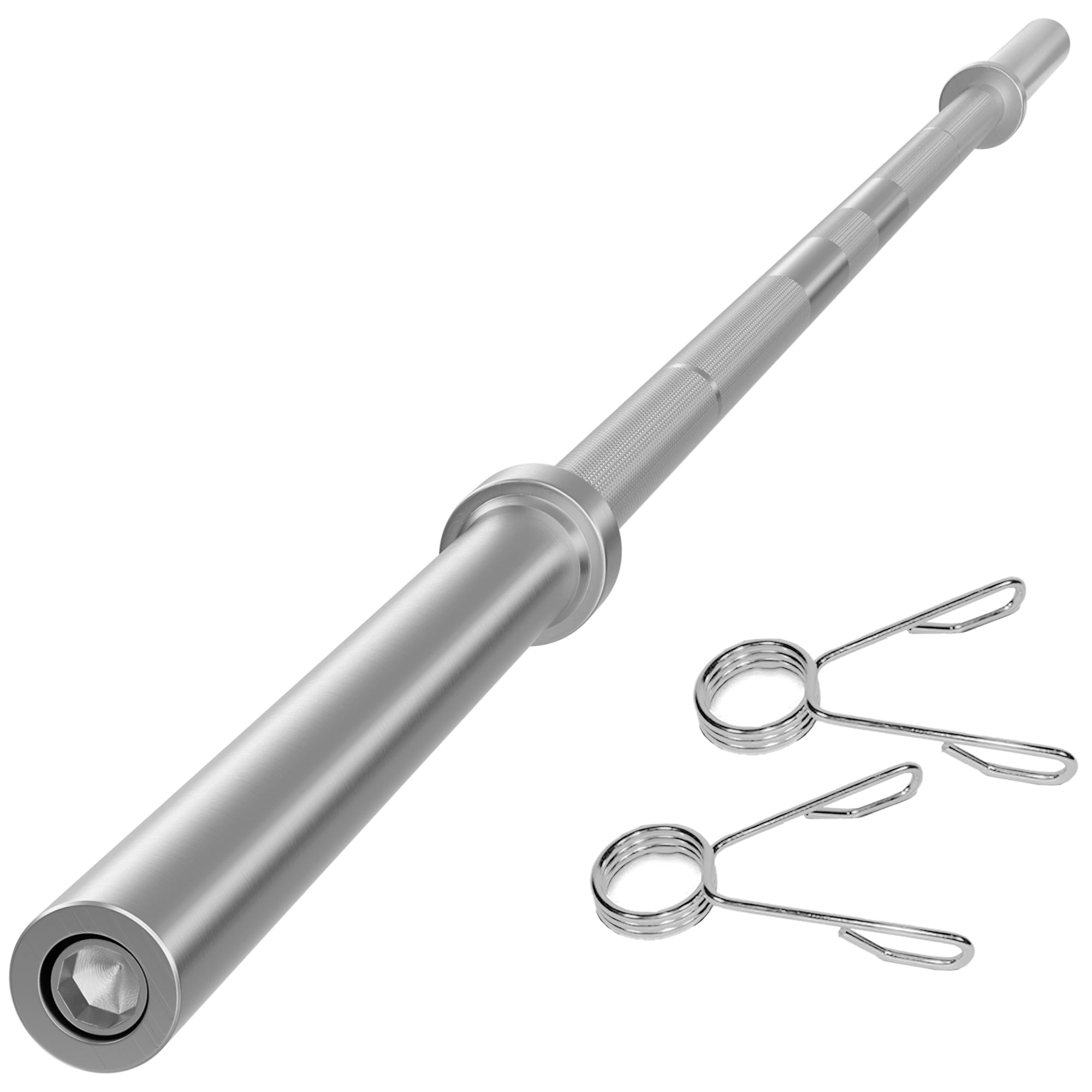 FlexWave 7FT Olympic Barbell with Spring Collars, 2-Inch Barbell Bar ...