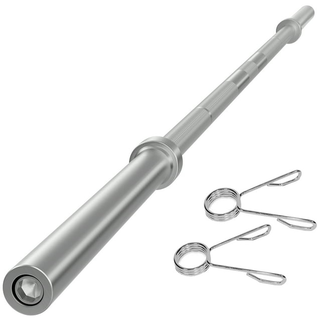 FlexWave 7FT Olympic Barbell with Spring Collars, 2-Inch Barbell Bar ...