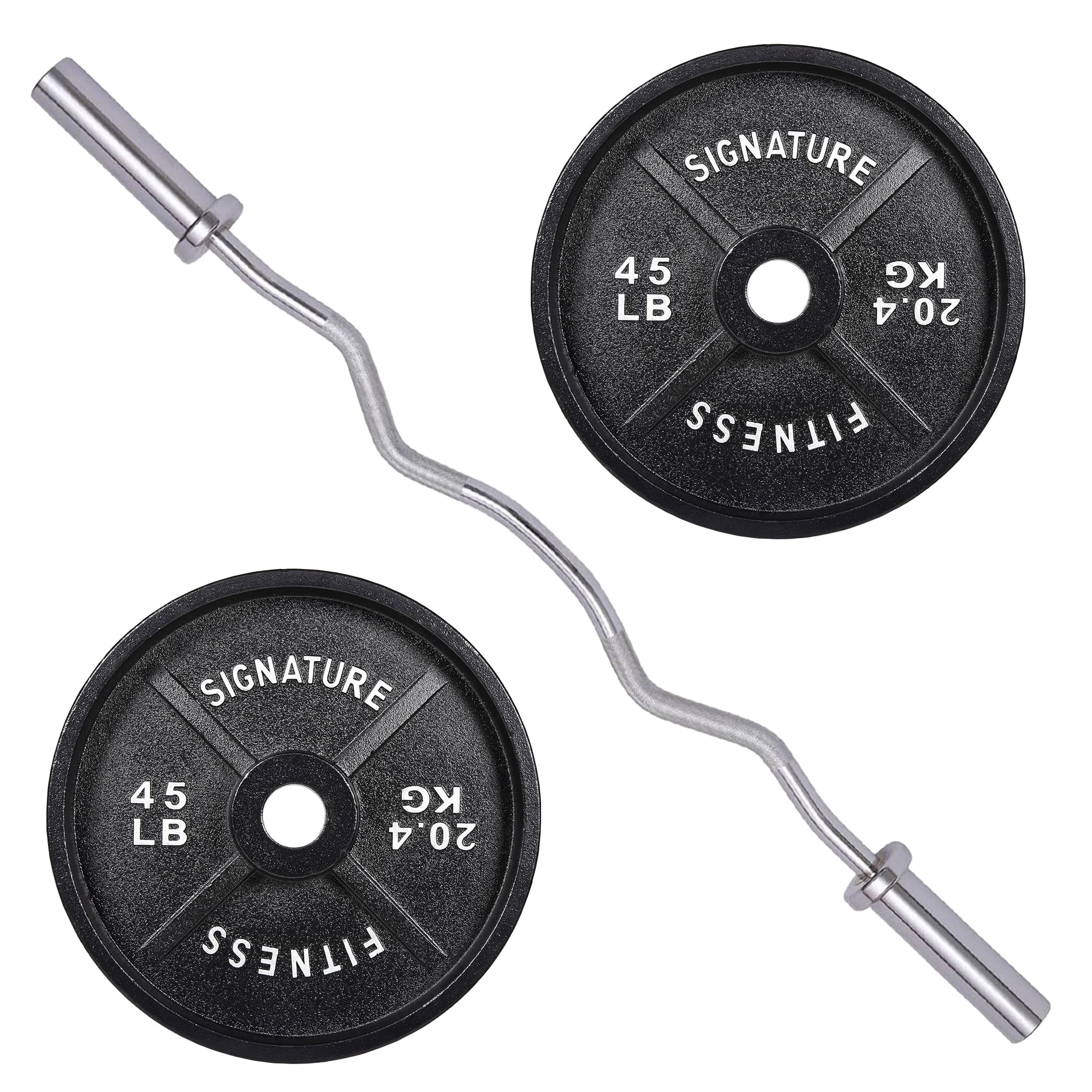 FlexWave 90LB Olympic Curl Barbell Set，Includes 4FT Curl Bar & 2-Inch ...