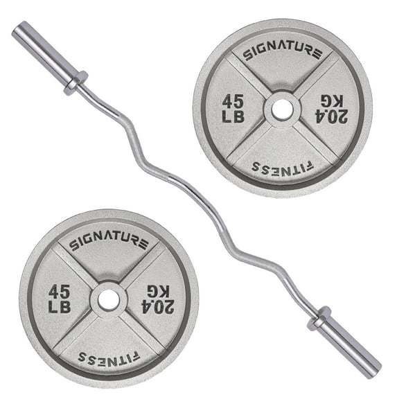 FlexWave 90LB Olympic Curl Barbell Set，Includes 4FT Curl Bar & 2-Inch ...