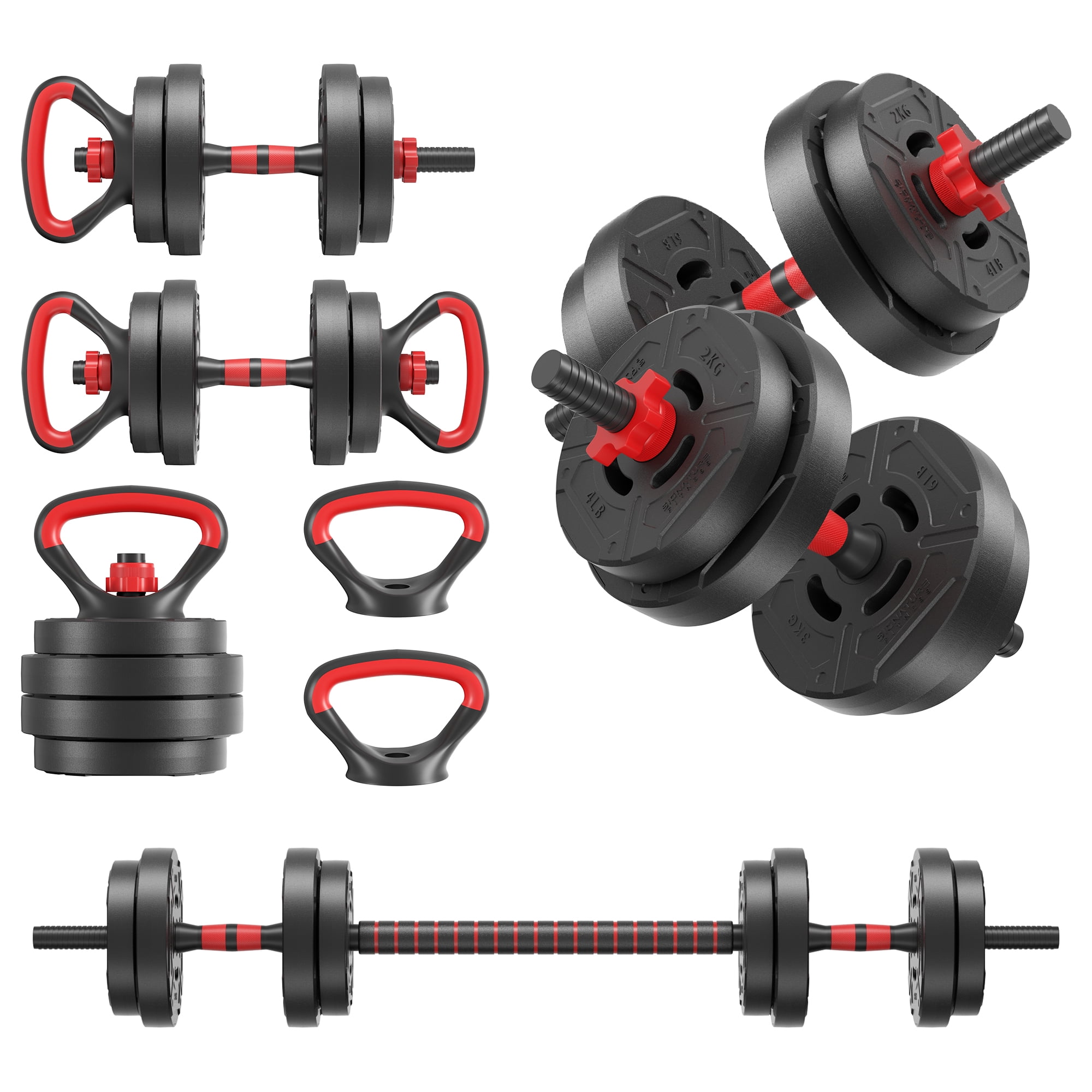 FlexWave Adjustable Dumbbell, Barbell, Kettlebell Set，Portable Multi ...