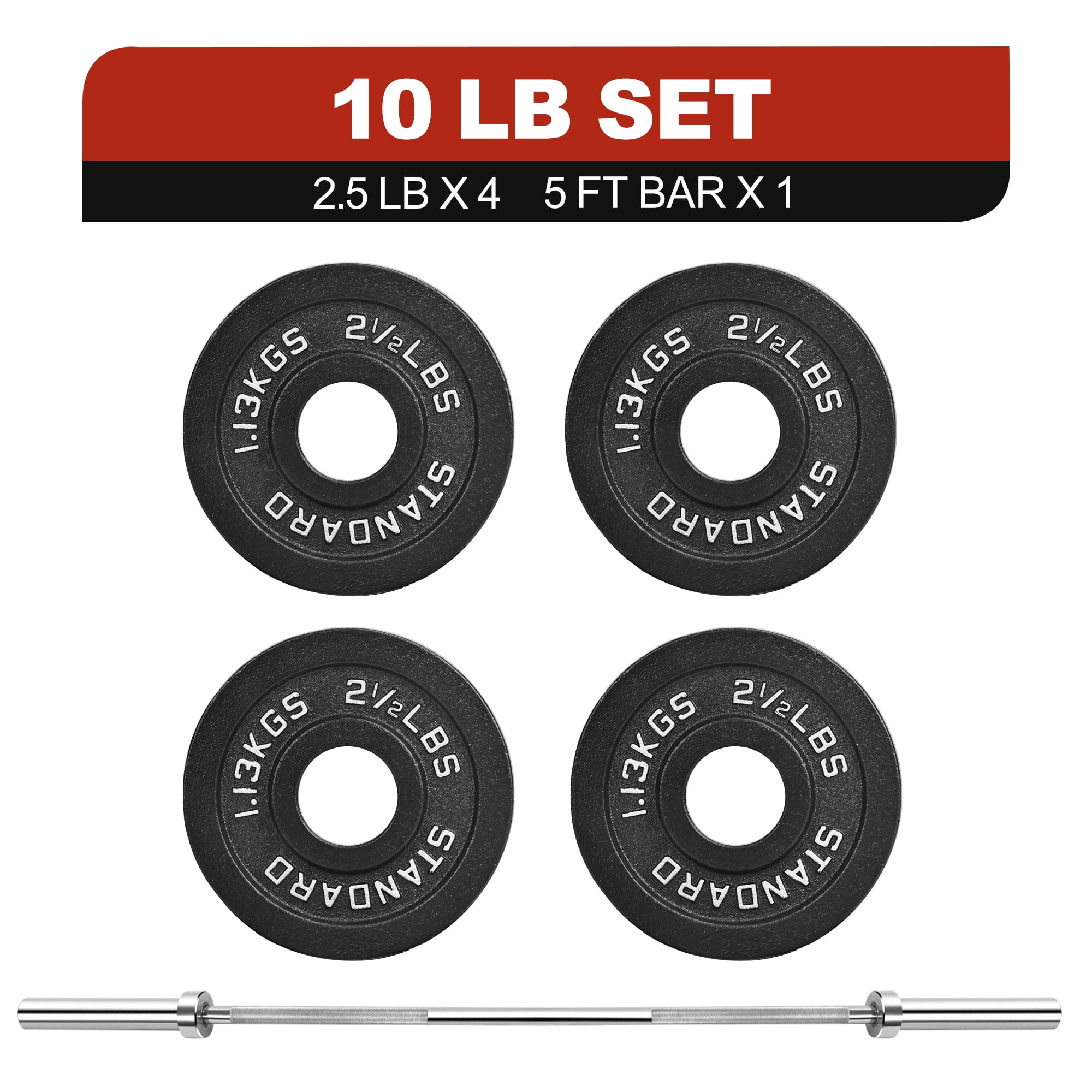 FlexWave Cast Iron Barbell Plates, 2-Inch Hole, Black with Silver ...