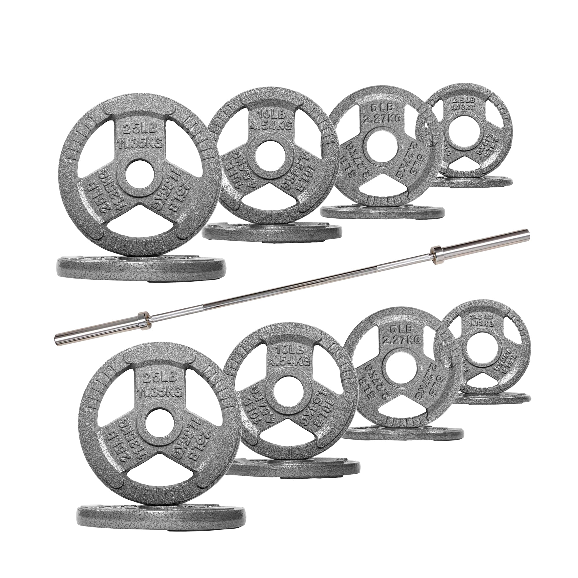 FlexWave Cast Iron Barbell Set, 50-170 LBS Weight Plates with 6FT or ...