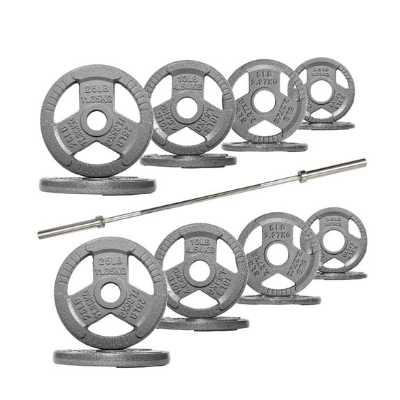 FlexWave Cast Iron Barbell Set, 50-170 LBS Weight Plates with 6FT or ...