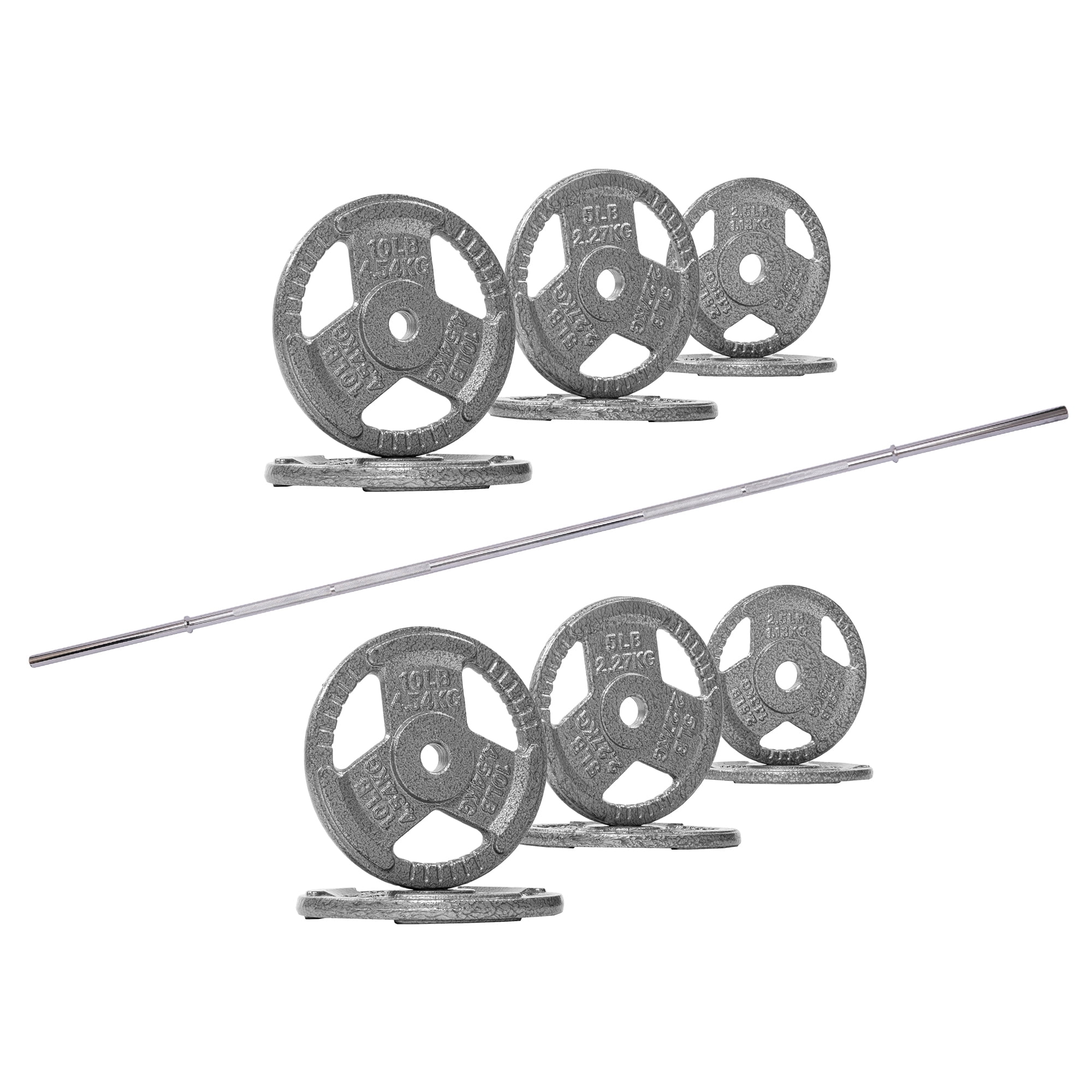 FlexWave Cast Iron Barbell Set, 50-170 LBS Weight Plates with 6FT or ...