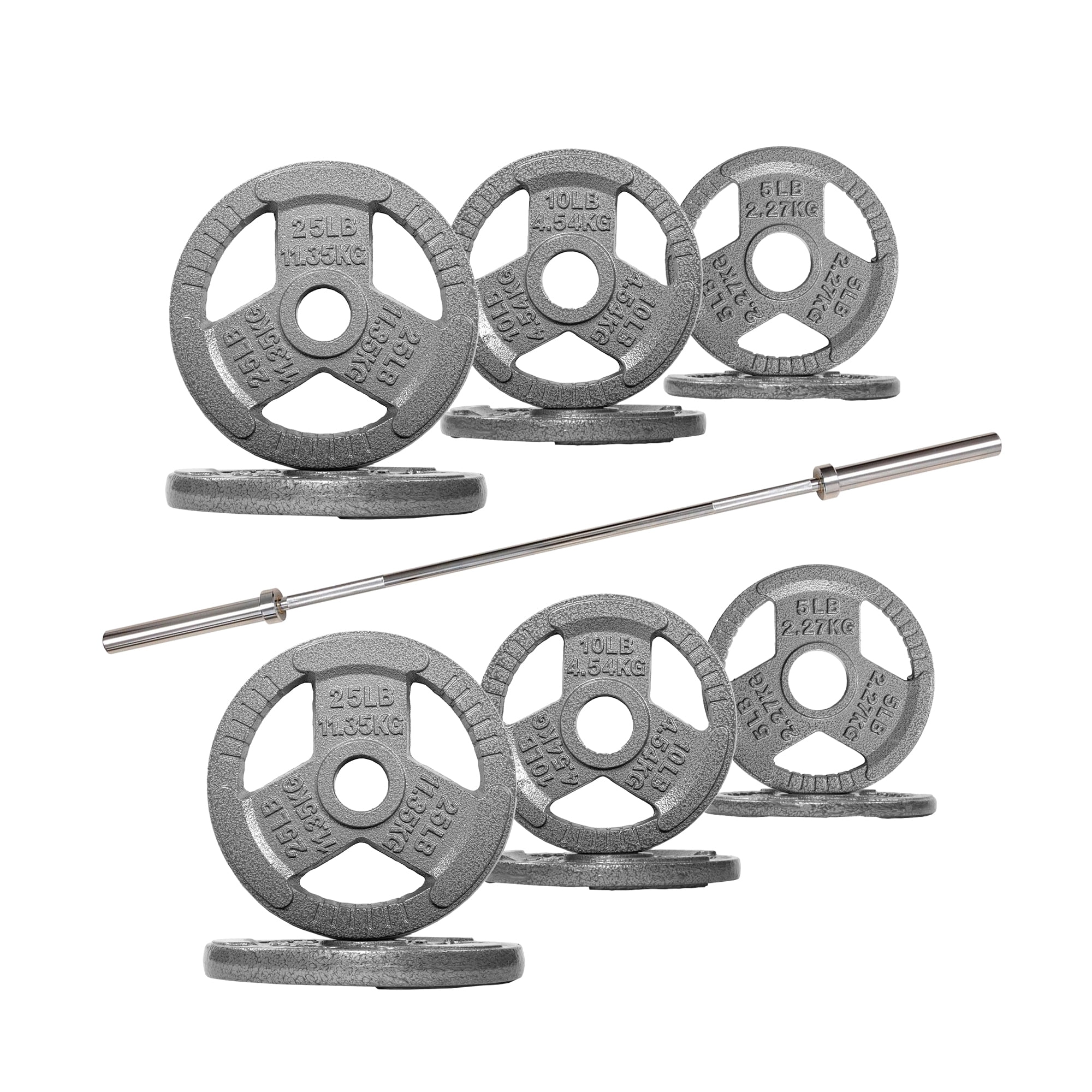 FlexWave Cast Iron Barbell Set, 50-170 LBS Weight Plates with 6FT or ...